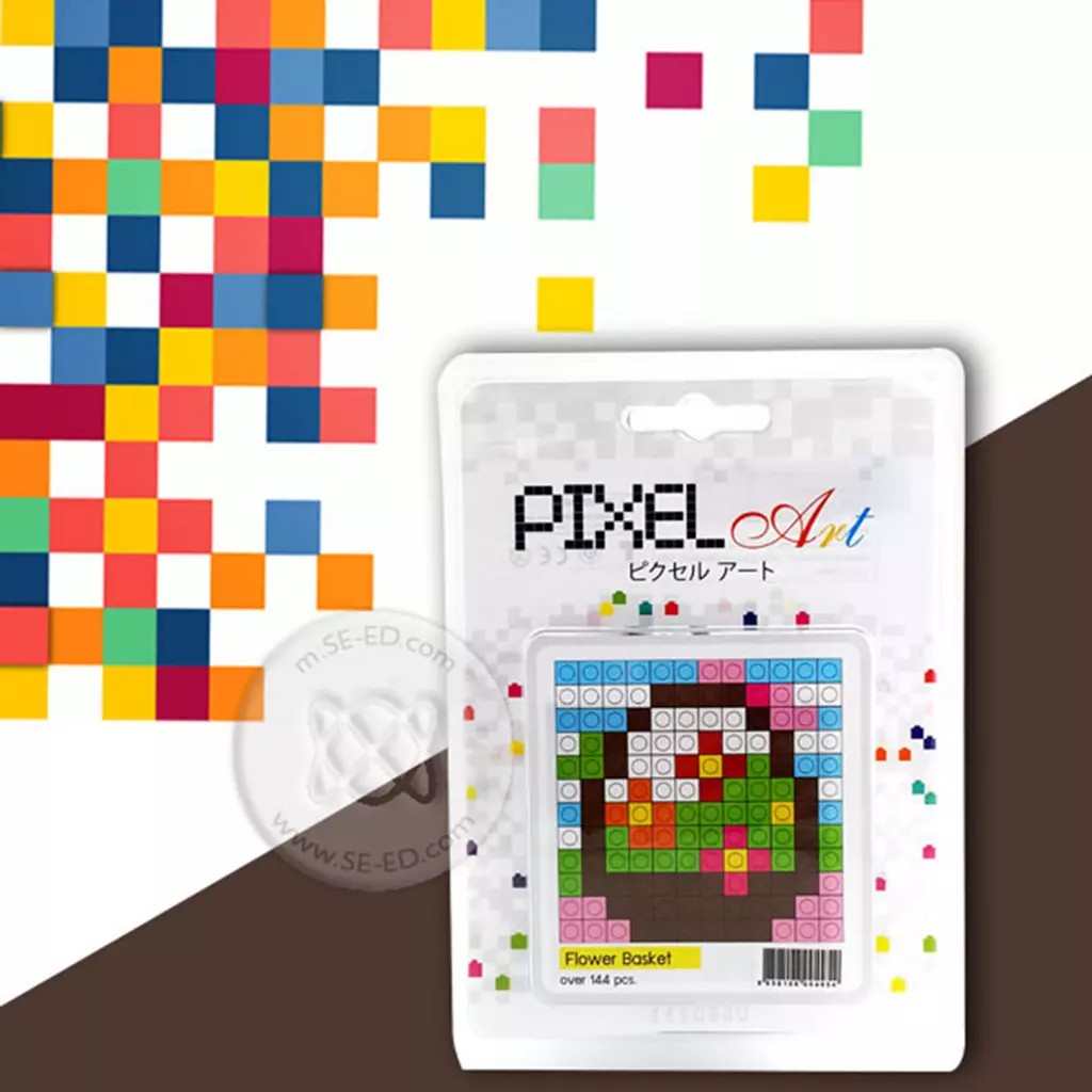 Pixel Flower Basket ตัวต่อพิกเซลรูปกระเช้าดอกไม้ (144 ชิ้น)